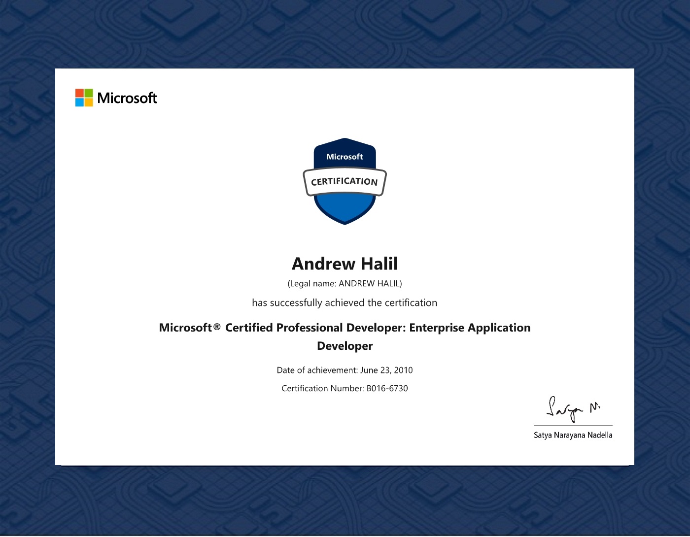 Credentials – andrewhalil.com